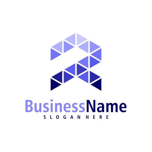 Letter r digital logo design concept initial Vector Image