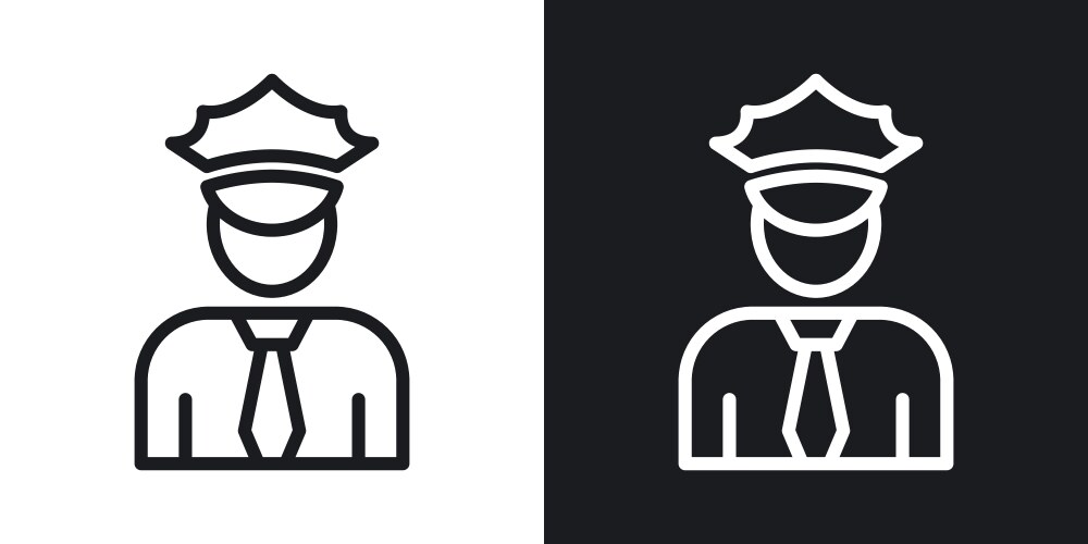 Police icon set security guard symbol policeman Vector Image