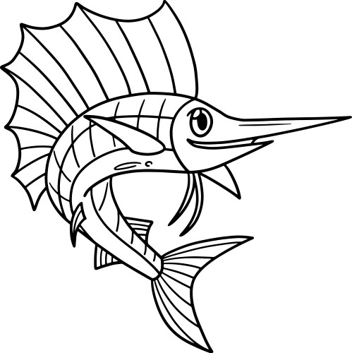 Sailfish coloring page for kids Royalty Free Vector Image