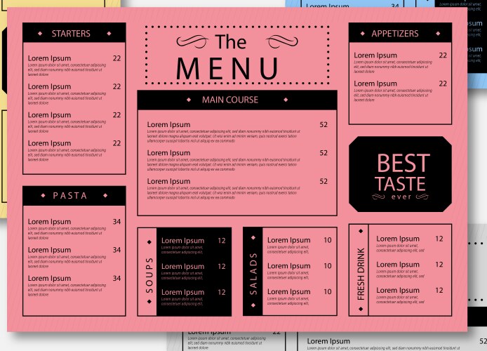 Template colorful restaurant menu Royalty Free Vector Image