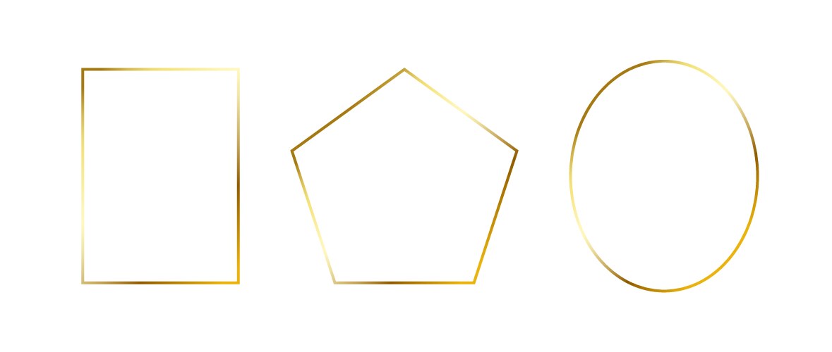 Golden thin frames set gold geometric borders Vector Image