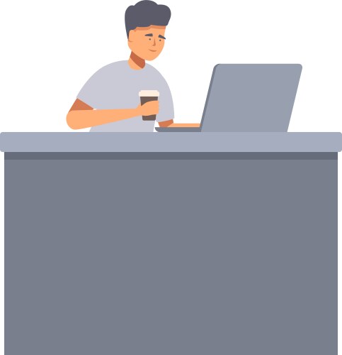 Workaholic desktop work icon cartoon Royalty Free Vector