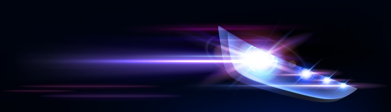 Night car with bright headlights approaching Vector Image