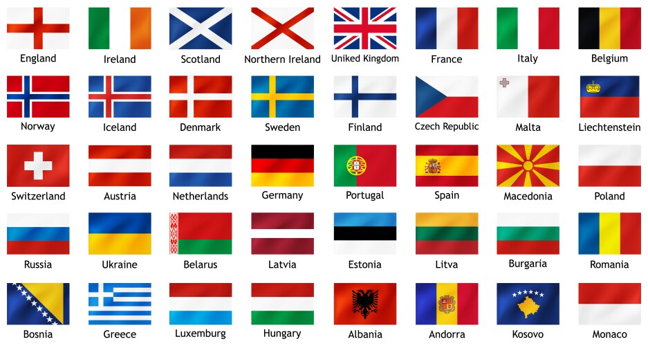 European flags Royalty Free Vector Image - VectorStock