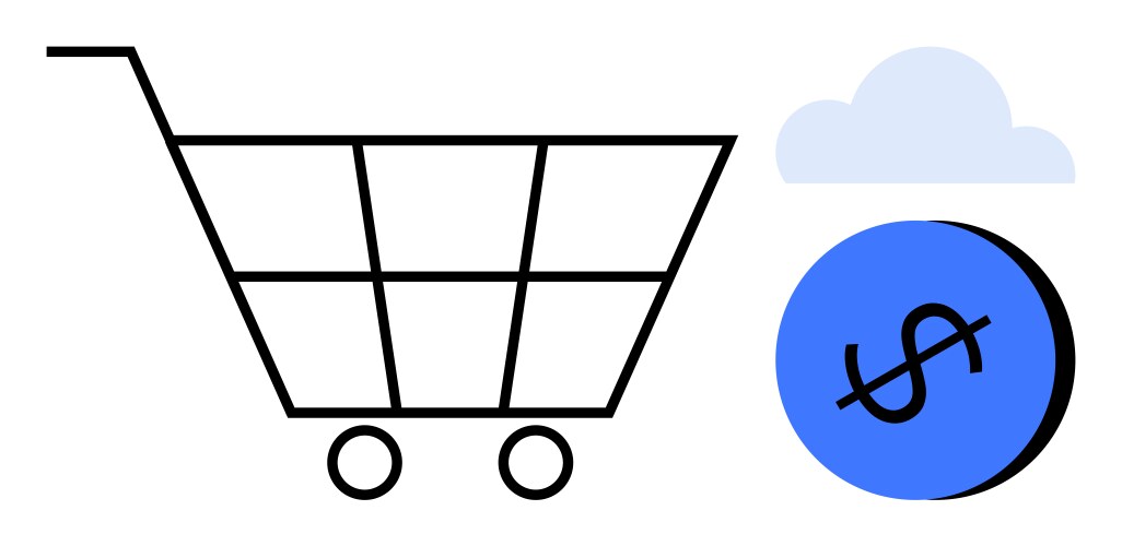 Shopping cart and dollar symbol under cloud – Royalty-Free Vector ...