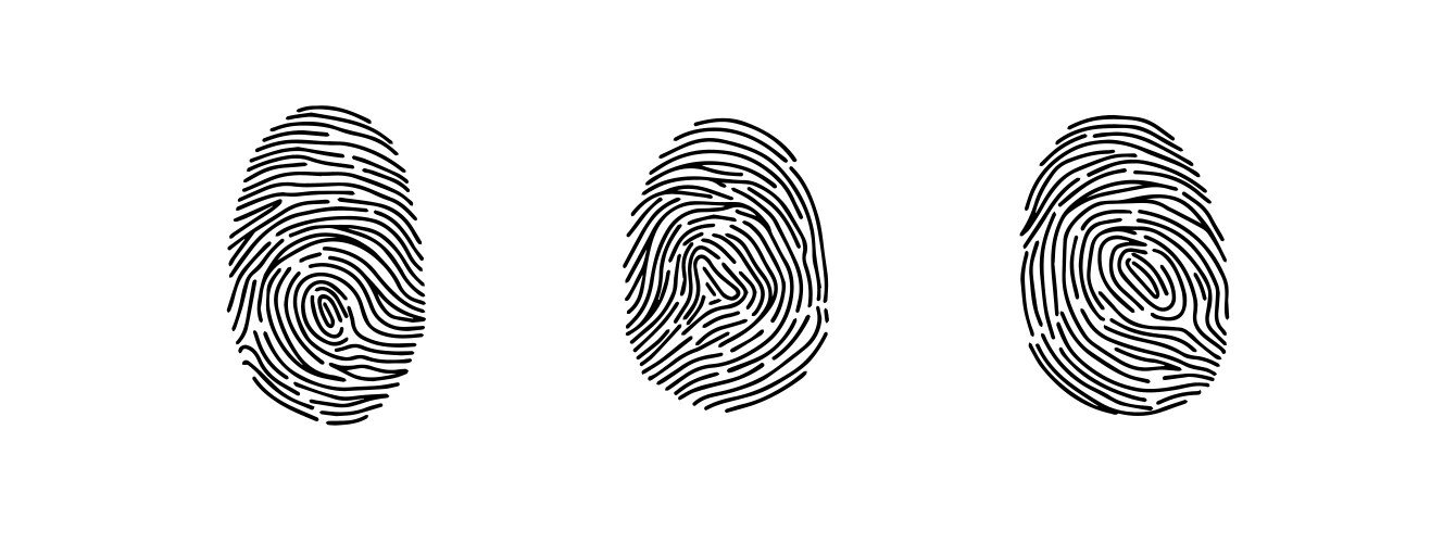 Fingerprint icon set print hand drawn doodle Vector Image