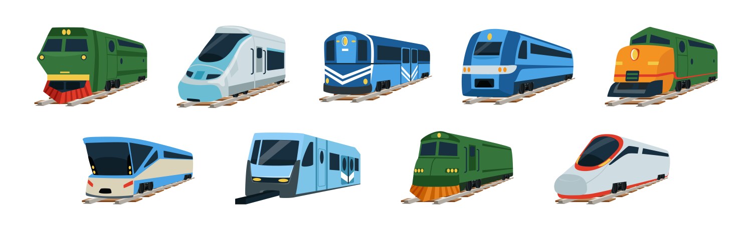 High speed train vessel on rail in perspective Vector Image