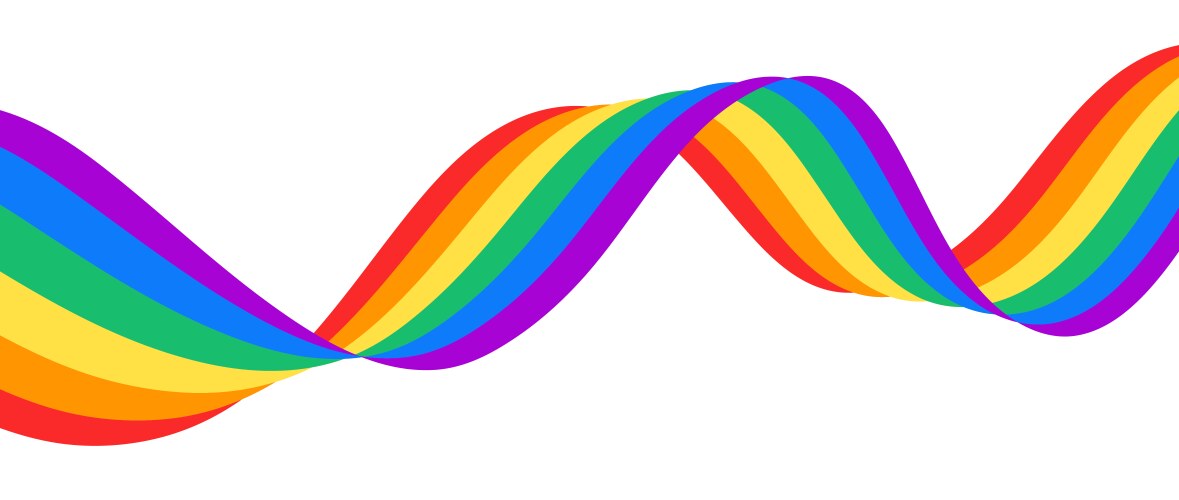 Rainbow wavy flowing ribbon design element lgbtq Vector Image
