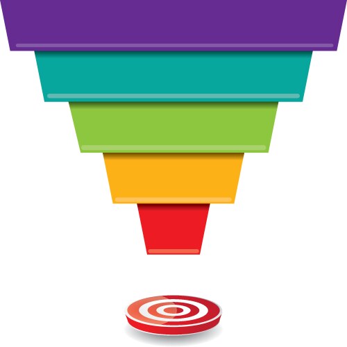 Five step funnel diagram Royalty Free Vector Image