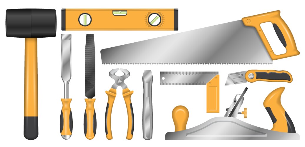 Different types of hand tools Royalty Free Vector Image