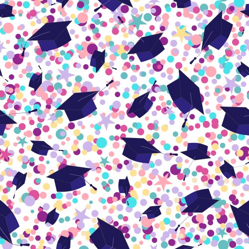 Graduation caps in the air graduate background Vector Image