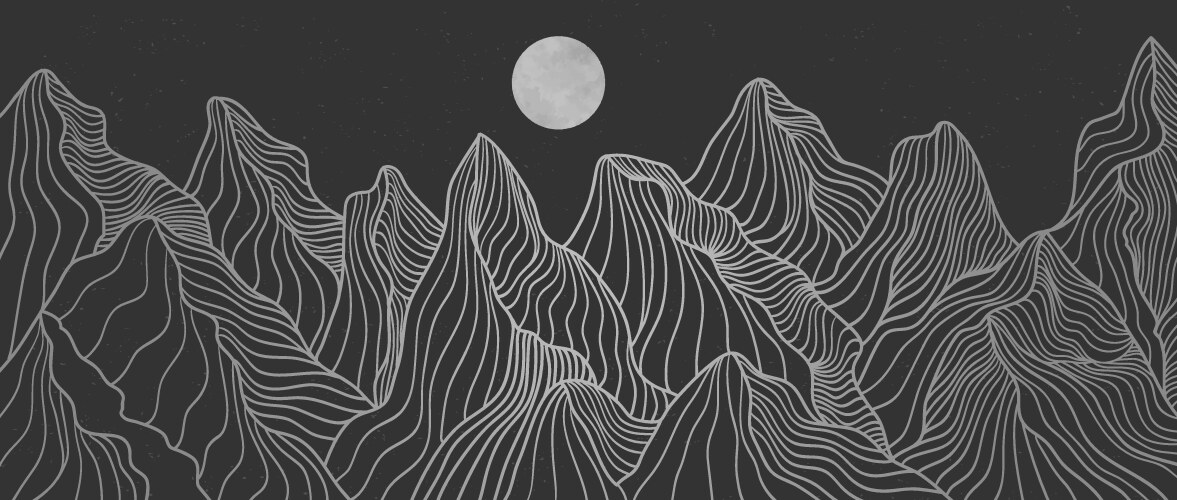 Luxury mountain landscape in line art style Vector Image