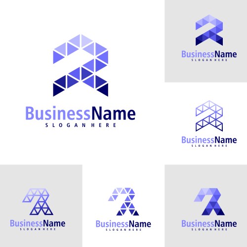 Letter r digital logo design concept initial Vector Image