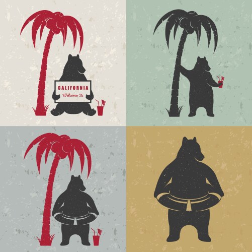 Bear screen print style Royalty Free Vector Image