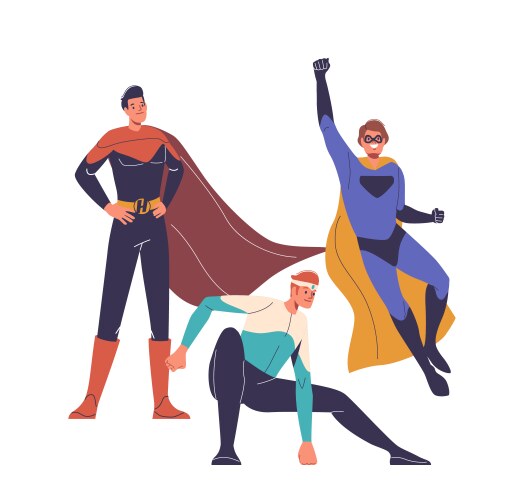 Diverse superhero characters in dynamic poses Vector Image