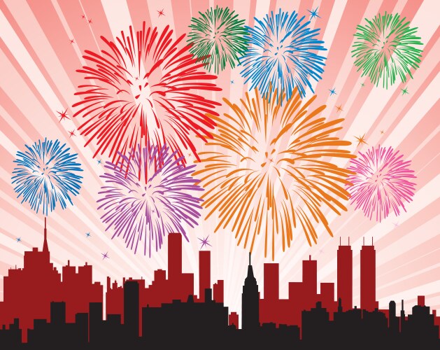 Colorful abstract fireworks background design Vector Image