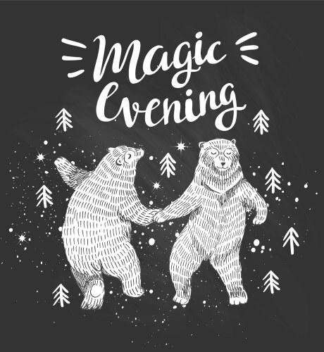 Hand drawn dancing bear sketch with stylish Vector Image