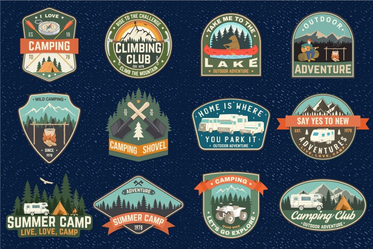 Vintage Outdoor Camp Patches Royalty Free Vector Image
