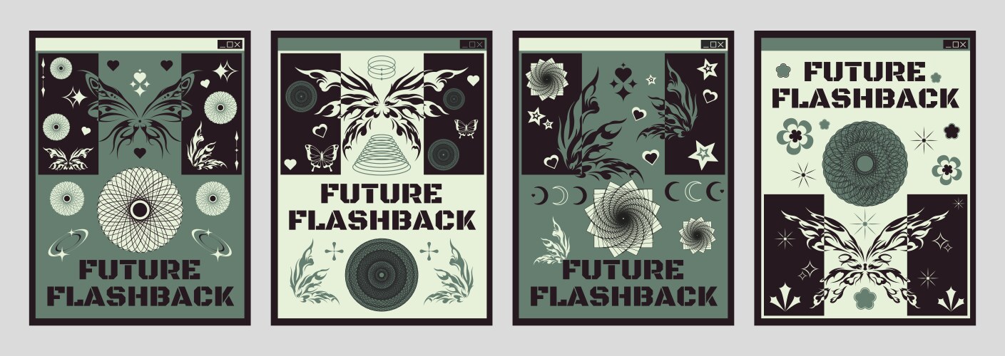 Y2k aesthetic science banners Royalty Free Vector Image