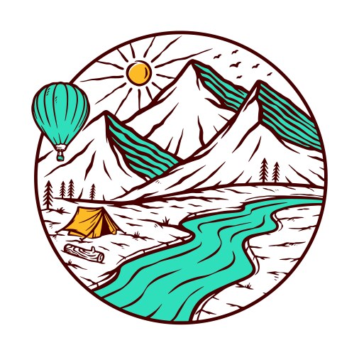 Flying adventure line Royalty Free Vector Image