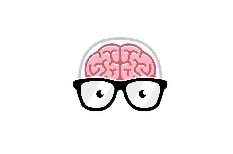 Brain head geek logo Royalty Free Vector Image