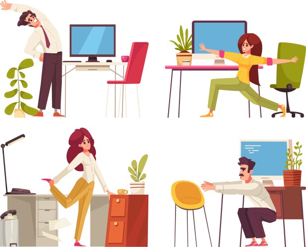 Workplace stretches poster Royalty Free Vector Image