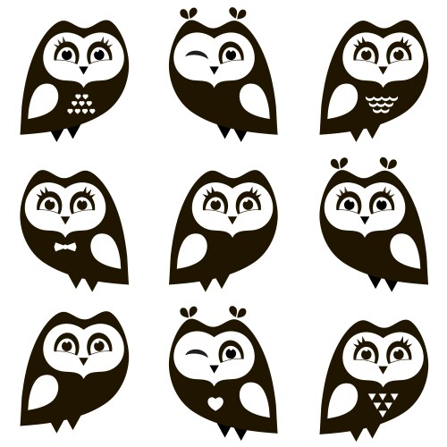 Owls Cartoon Black White Vector Images (over 21,000)