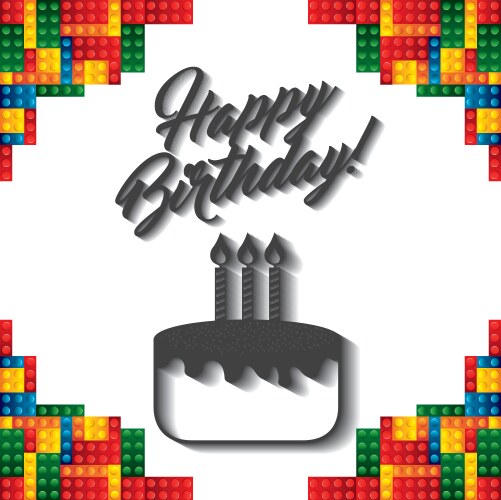Lego pieces icon happy birthday design Royalty Free Vector