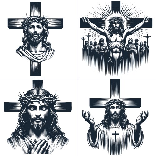 Jesus christ cross jesus praying Royalty Free Vector Image