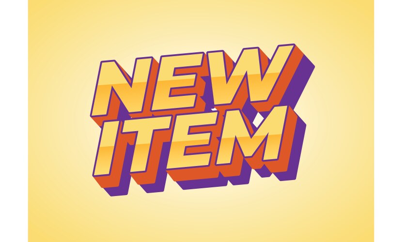 New item text effect in 3d style for print ad Vector Image