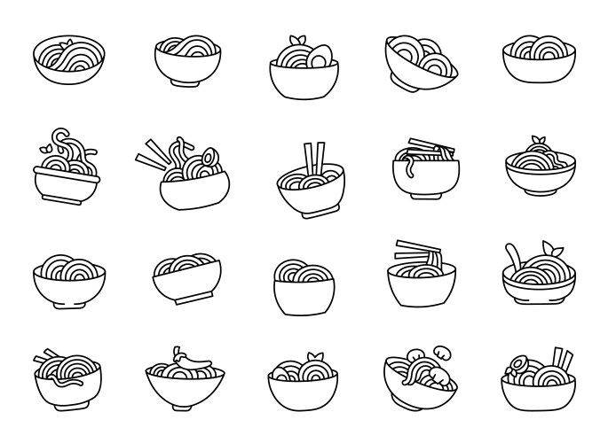 Cute kawaii bowl of noodles coloring page ramen Vector Image