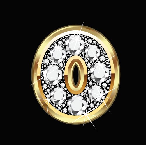 Gold Diamond Letter O Jewel Royalty Free Vector Image