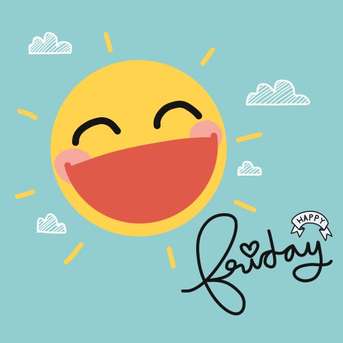 Happy friday cute sun smile and cloud cartoon Vector Image