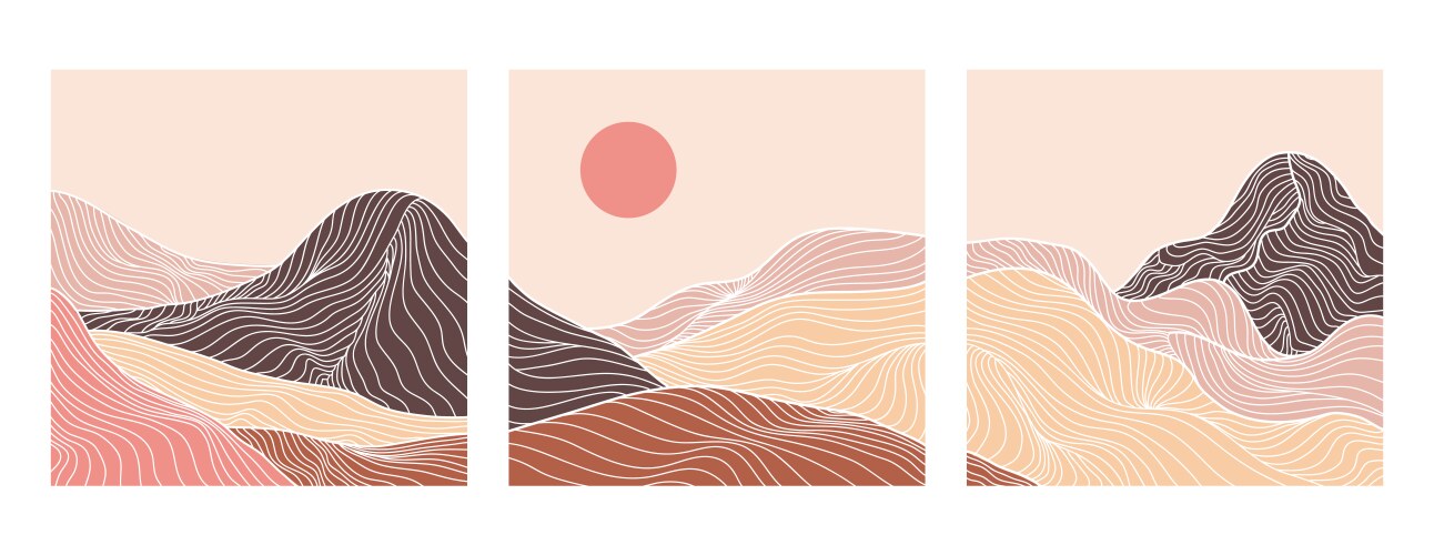 Landscape background with line art pattern Vector Image