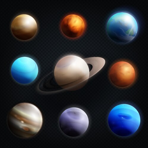 Planet set realistic composition Royalty Free Vector Image