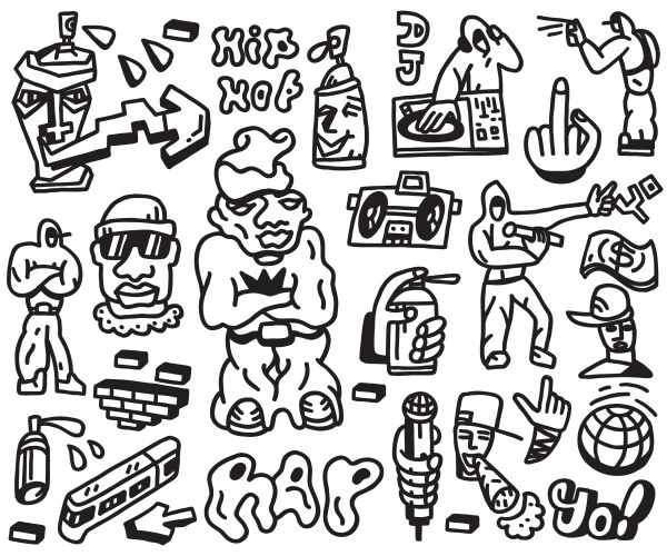 Rap hip hop - doodles set Royalty Free Vector Image