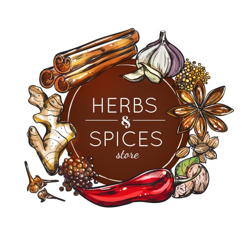 Logo for spices and herbs Royalty Free Vector Image