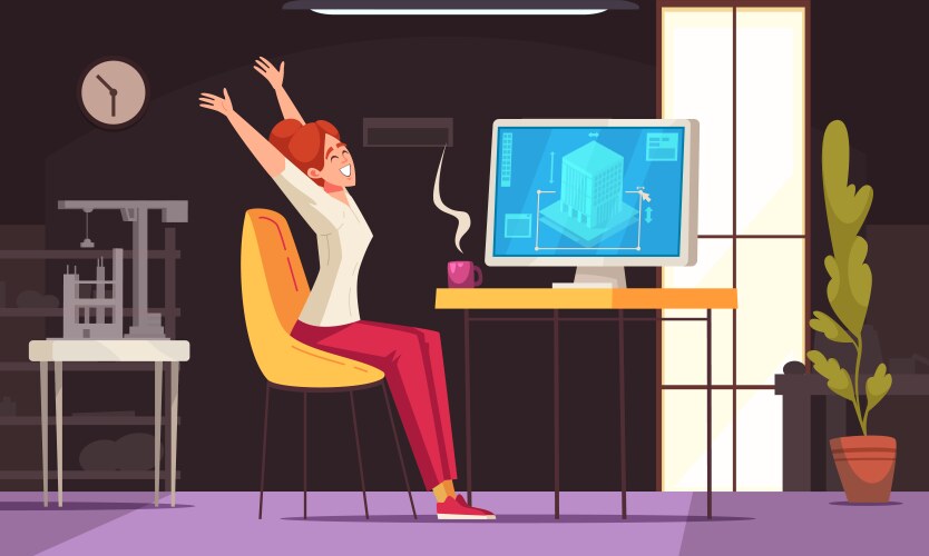 Workplace stretches poster Royalty Free Vector Image