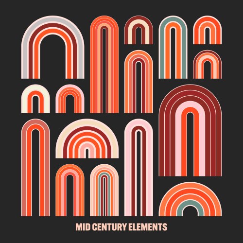 Mid century arch elements modern geometric shapes Vector Image
