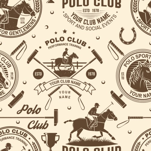 Polo sport club seamless pattern Royalty Free Vector Image