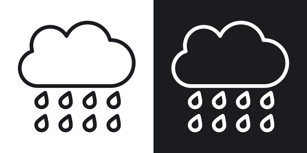 Rainy icon set weather cloud symbol rain Vector Image