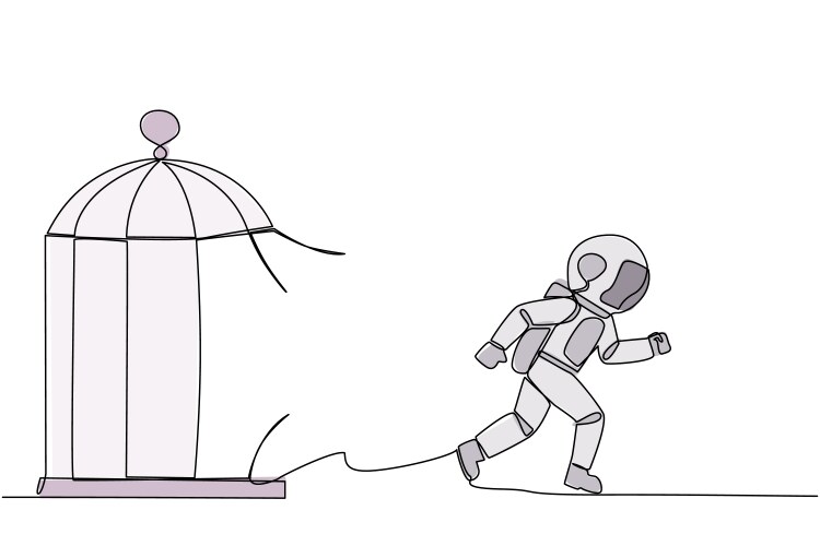 Continuous one line drawing astronaut trapped Vector Image Continuous one line drawing astronaut trapped Vector Image