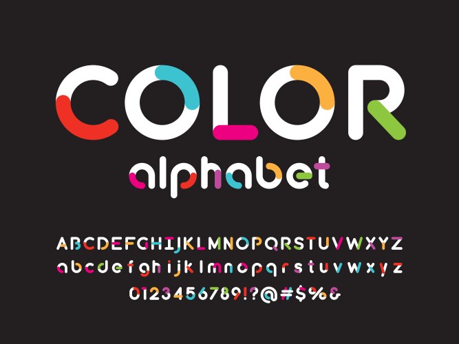 Alphabet line transparent color font style Vector Image