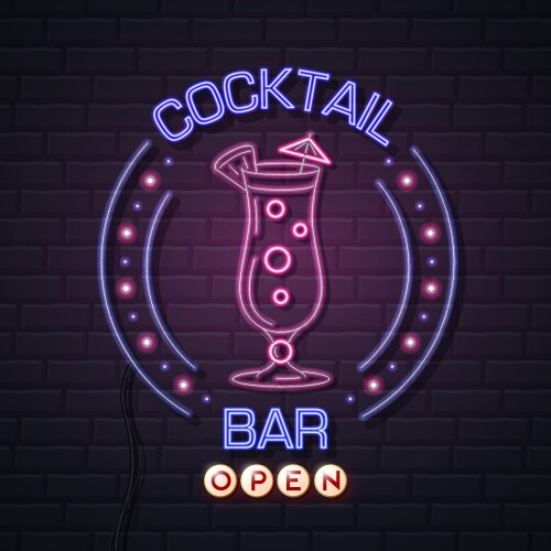 Neon sign cocktail bar Royalty Free Vector Image