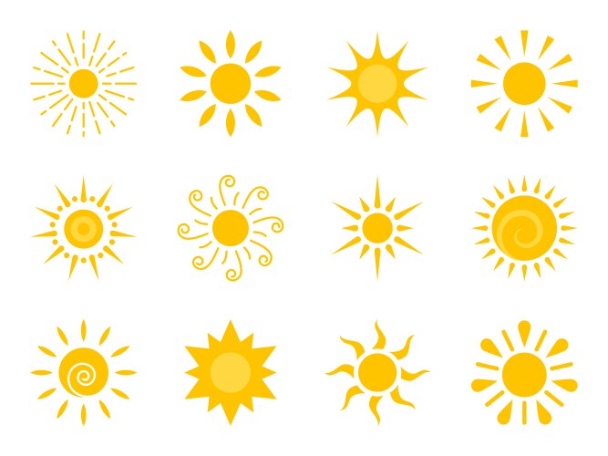 Half sun solar sunrise sunset weather icon set Vector Image