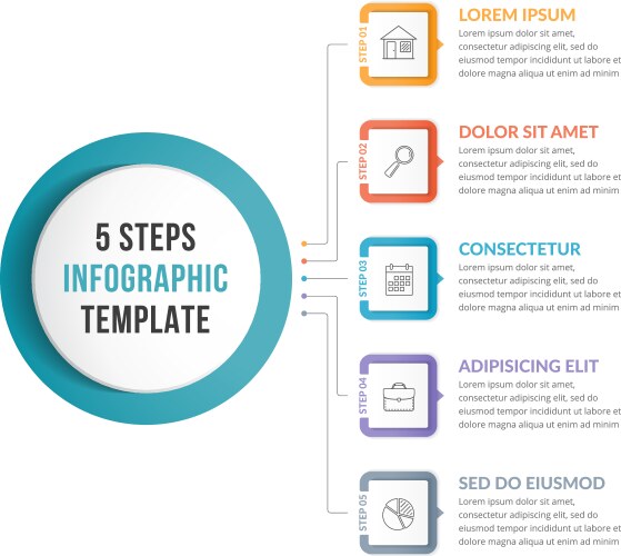 5 parts infographic design and marketing icons Vector Image