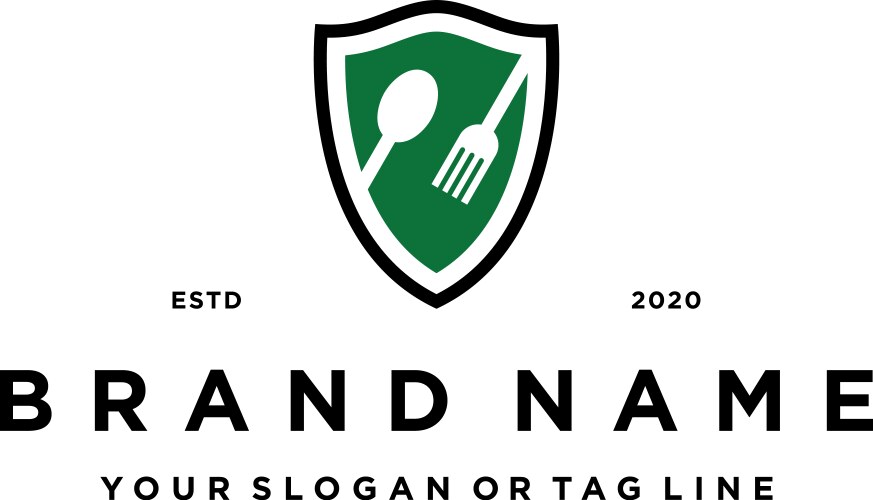 Creative healthy food shield logo design Vector Image