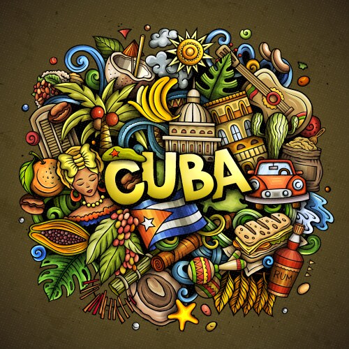 Cuba cartoon doodle funny cuban Royalty Free Vector Image