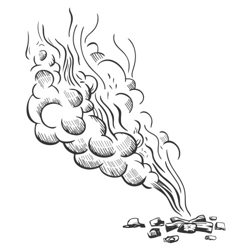 Doodle sketch a factory with smoke from pipe Vector Image