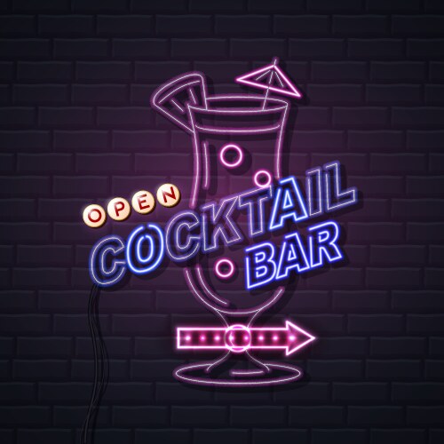 Cocktail bar neon logo Royalty Free Vector Image